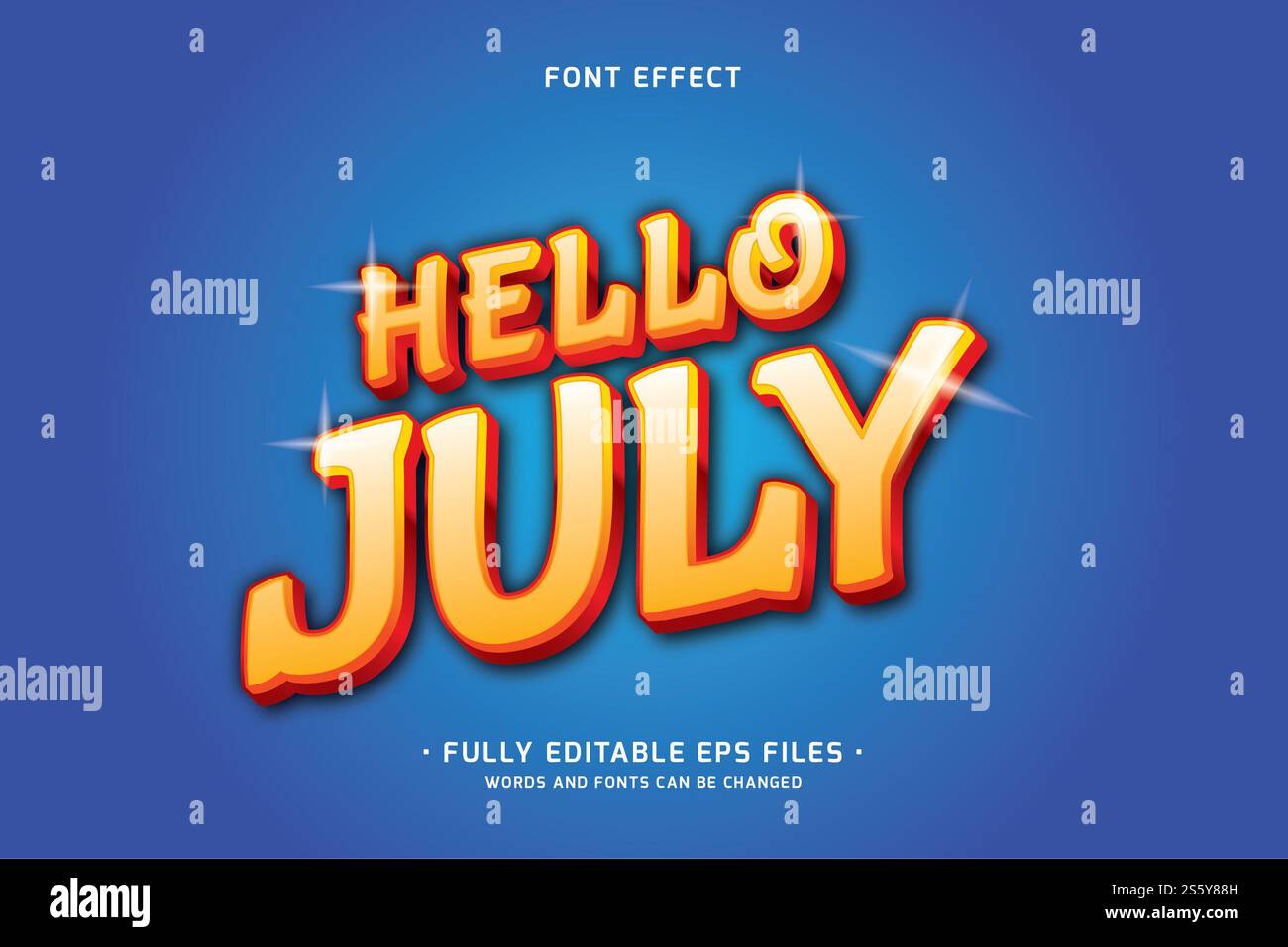 golden Hello July words font effect Stock Photo - Alamy