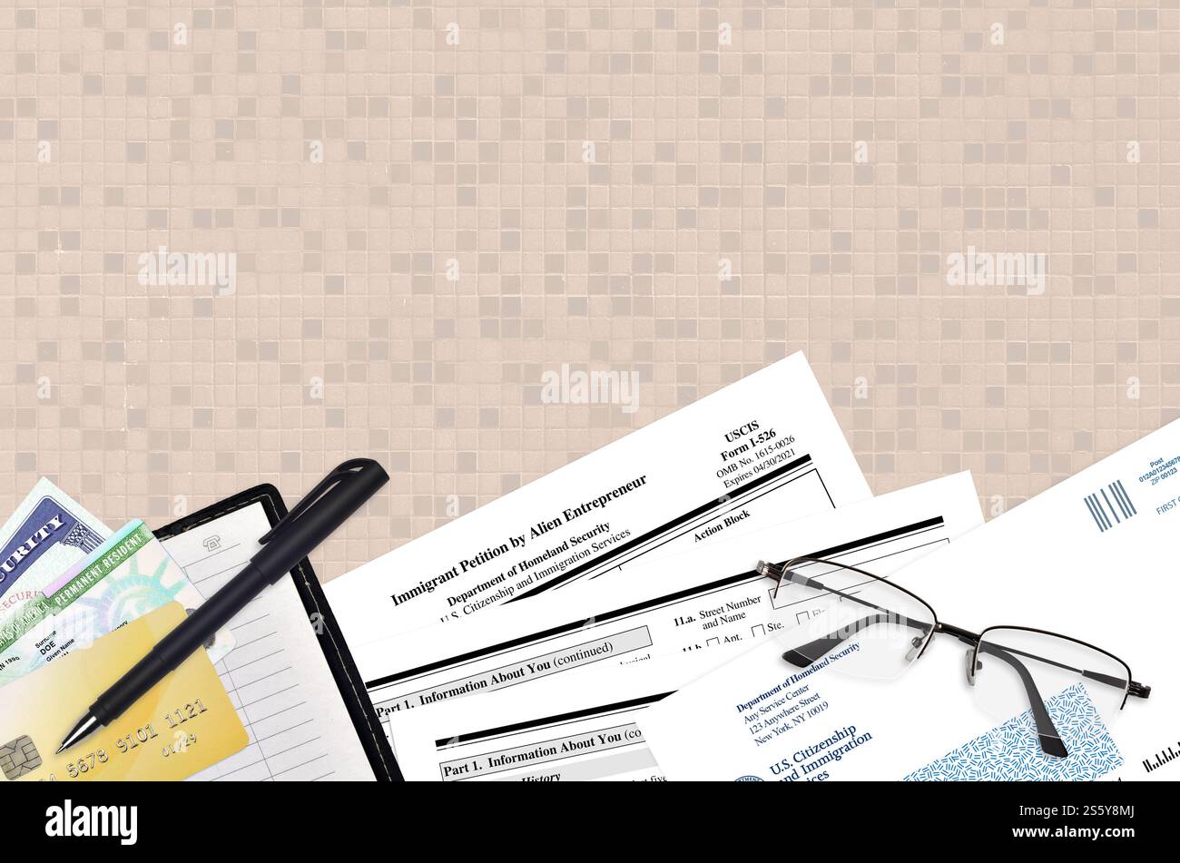 USCIS form I-586 Immigrant petition by Alien Entrepreneur lies on flat ...