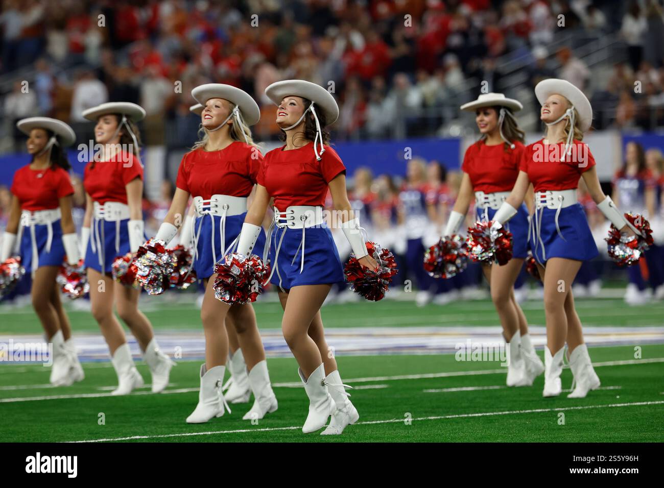 The Kilgore College Rangerettes perform during pregame ceremonies at ...