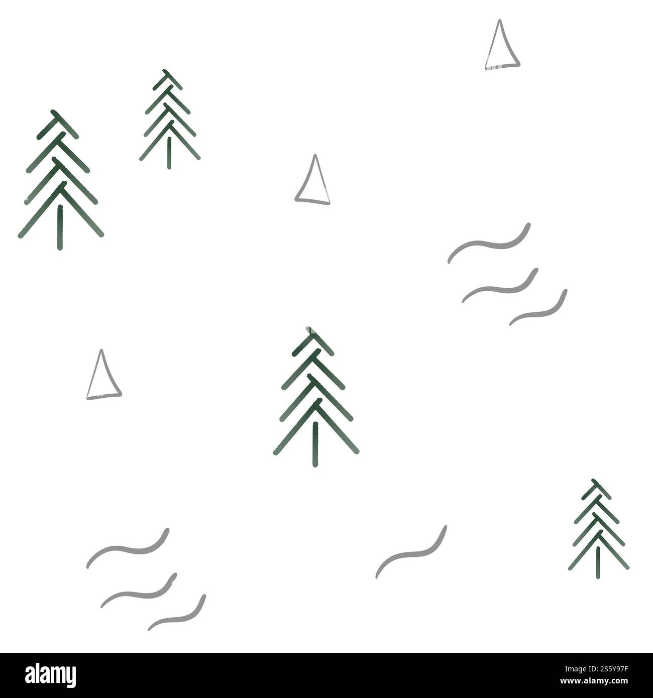 Seamless abstract pattern with spruce tree, triangles and waves ...