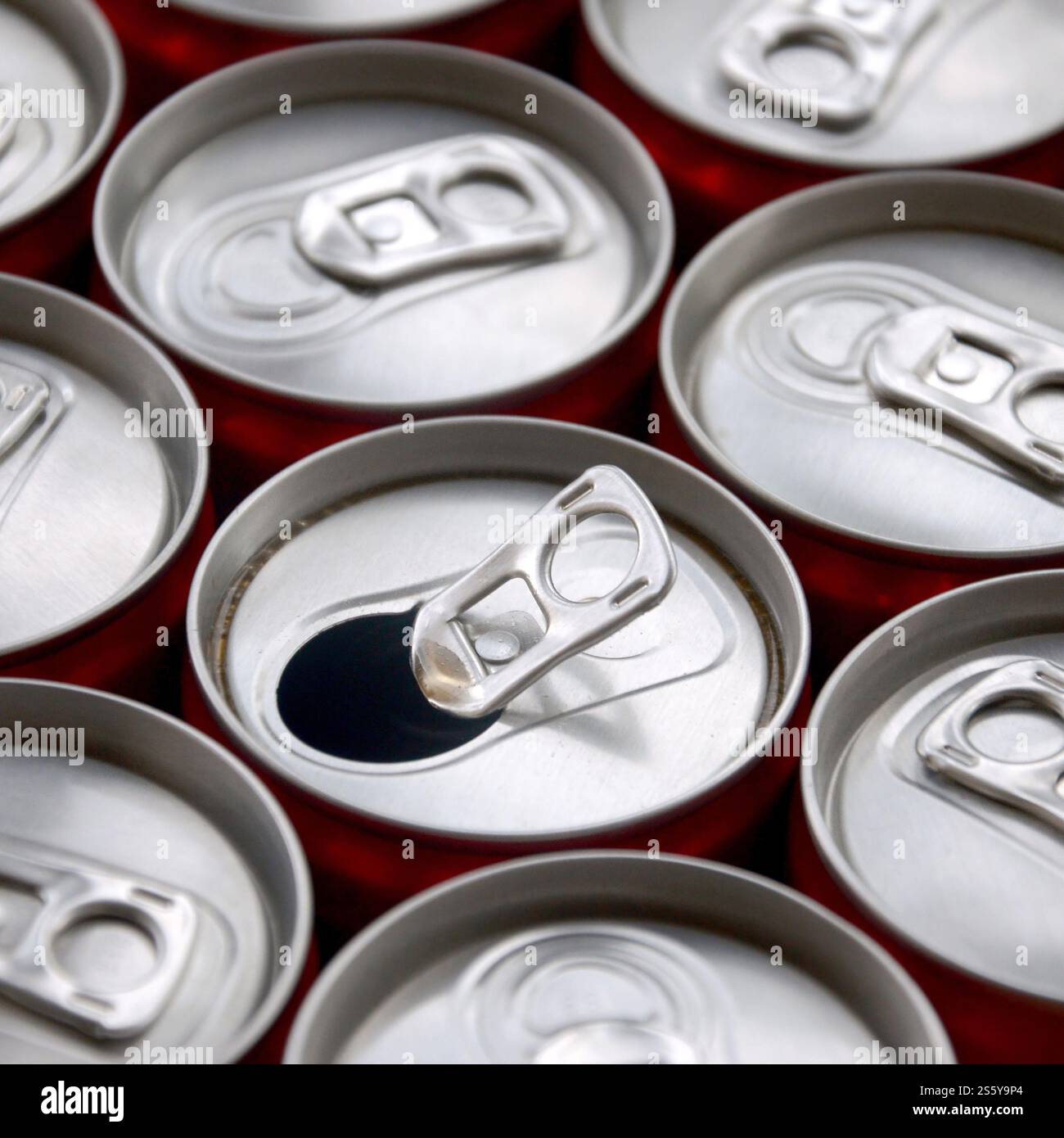 Many aluminium soda drink cans close up. Advertising for Soda drinks or ...