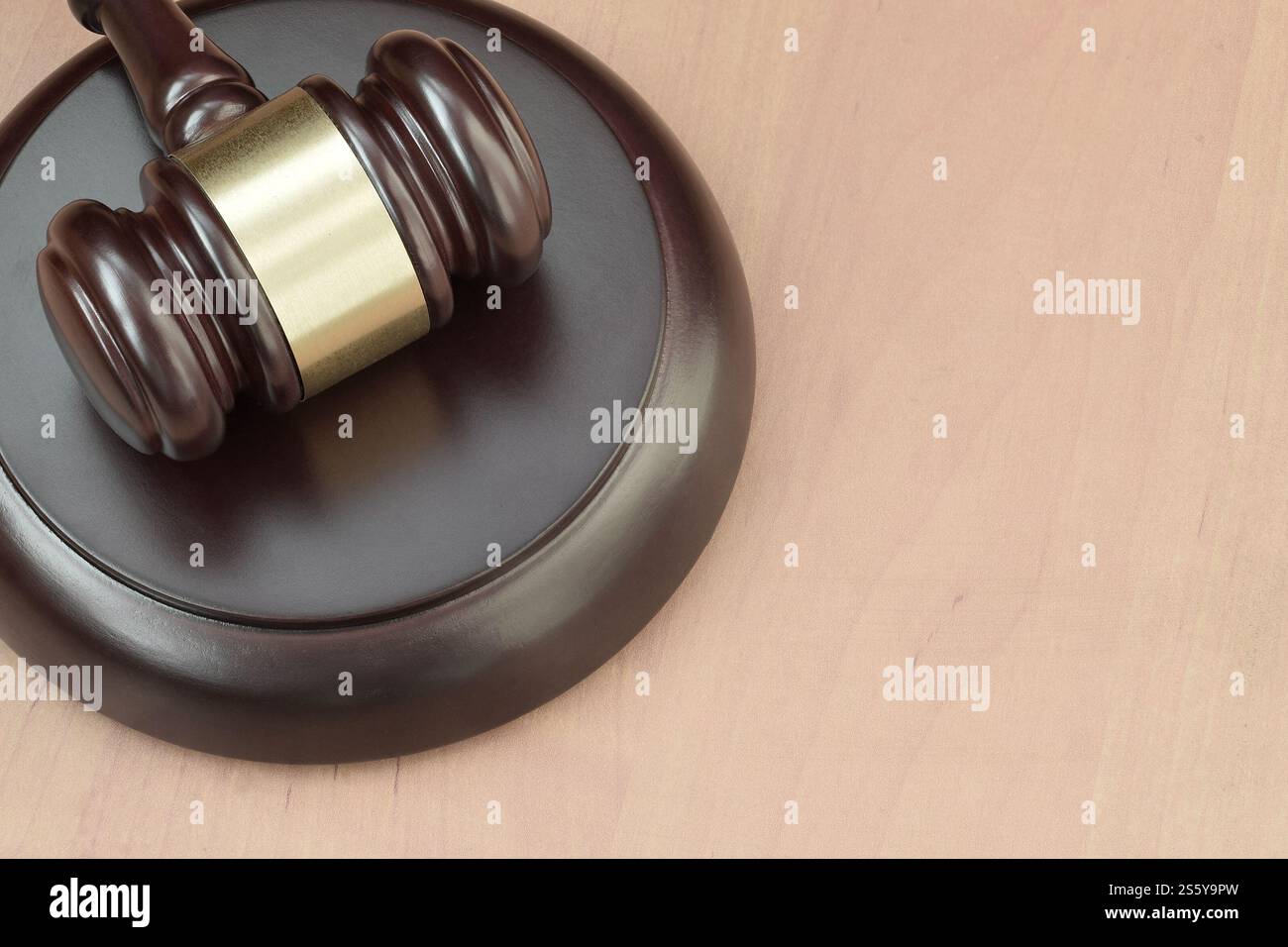 Justice mallet on wooden desk in a courtroom during a judicial trial ...