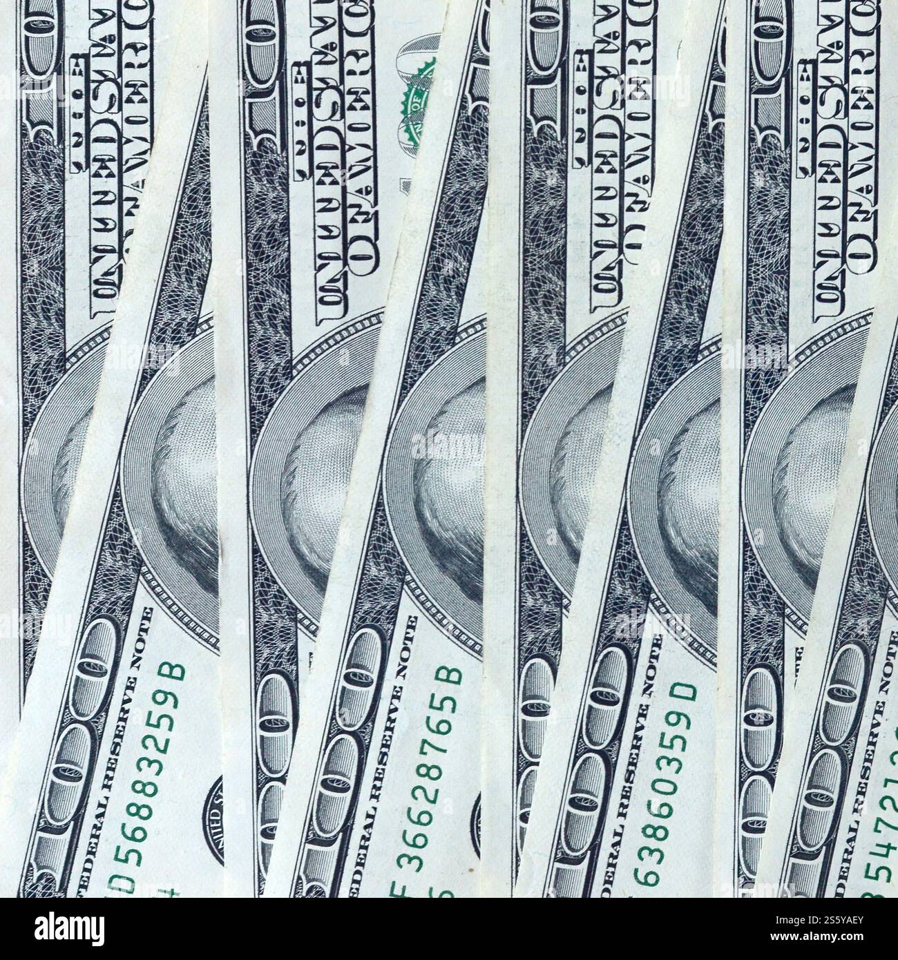 Background of 100 dollar bills. Abstract textured backdrop with many ...