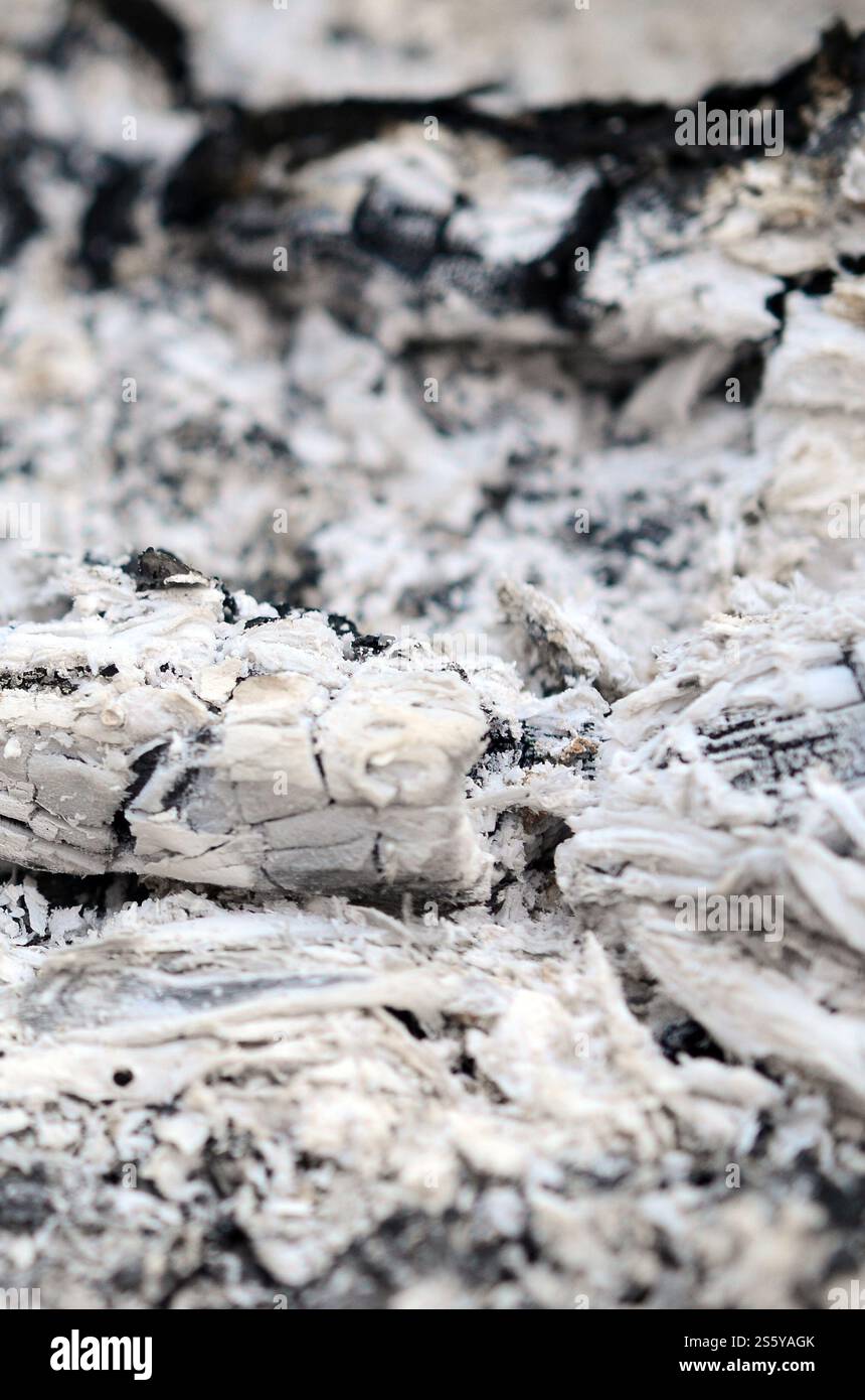 Pile of ashes after the fire went out grunge background texture. Burned ...