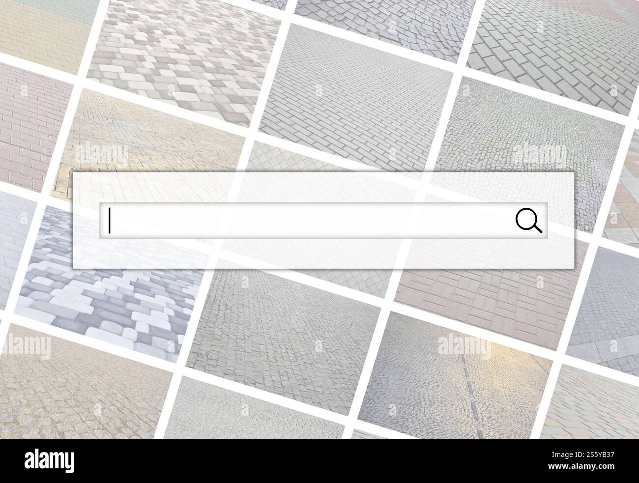 Visualization of the search bar on the background of a collage of many ...