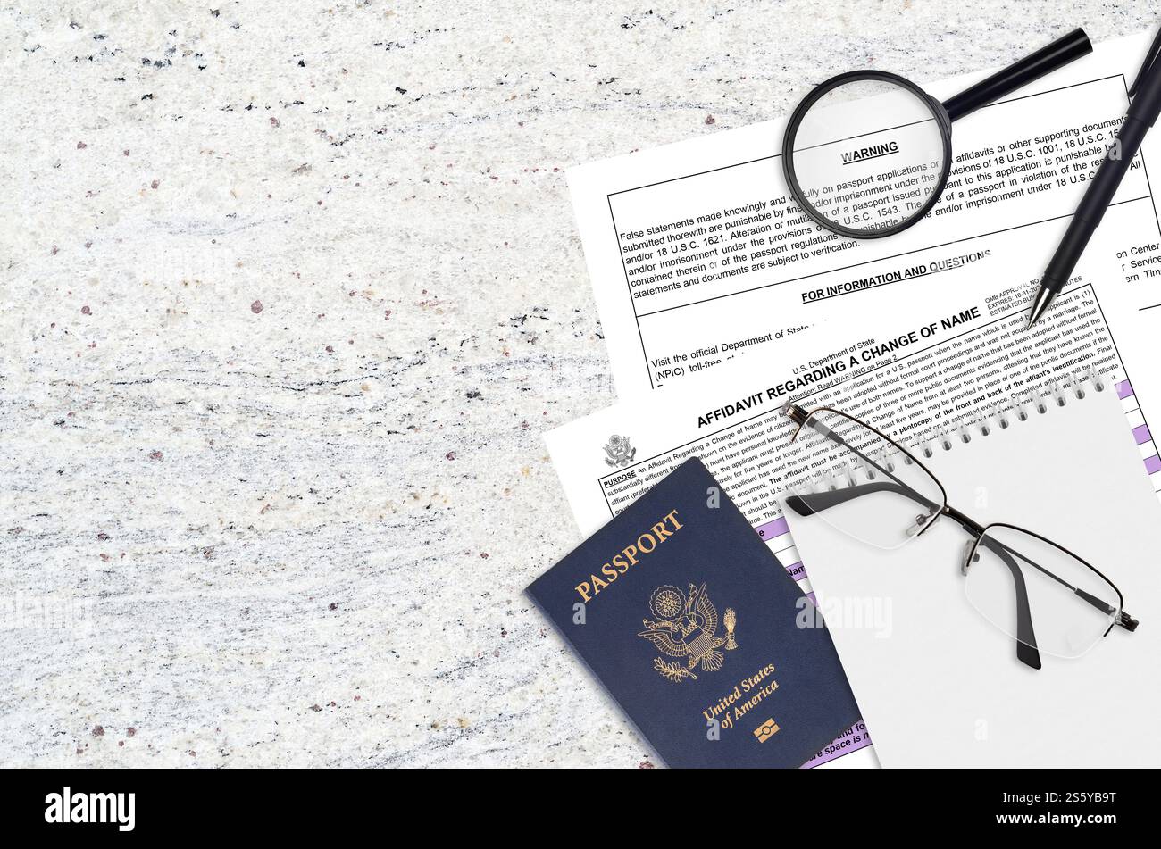 Department of State form DS60 Affidavit Regarding a change of name lies ...