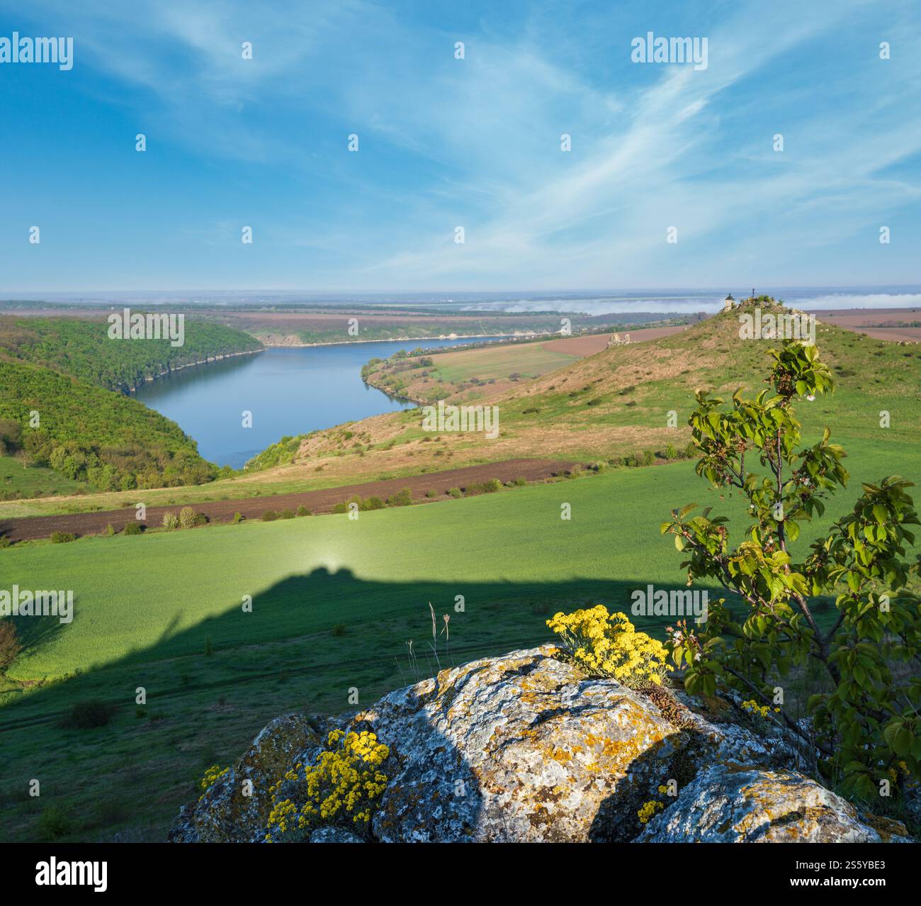 Amazing spring view on the Dnister River Canyon with picturesque rocks ...