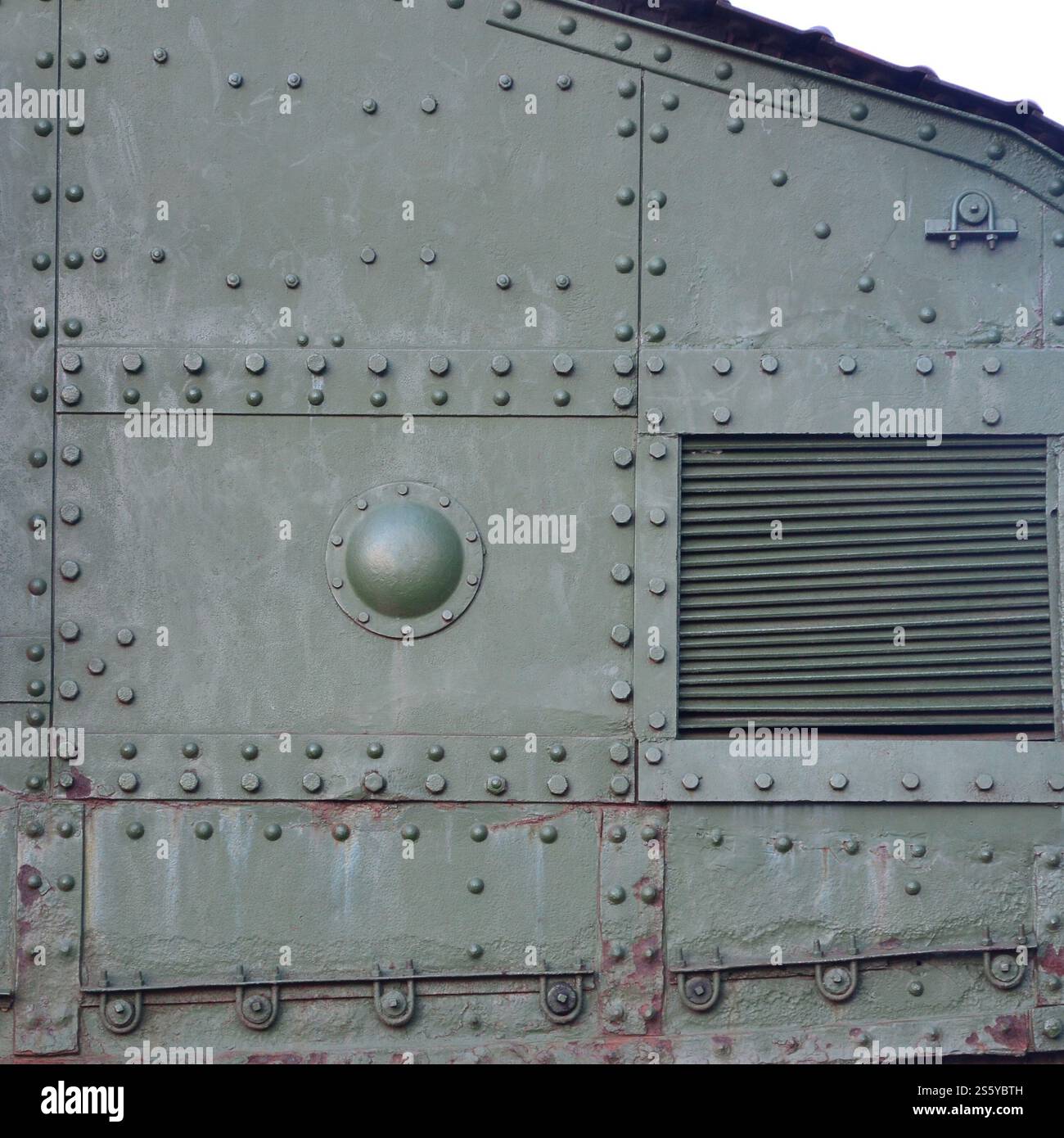 Abstract green industrial metal textured background with rivets and ...