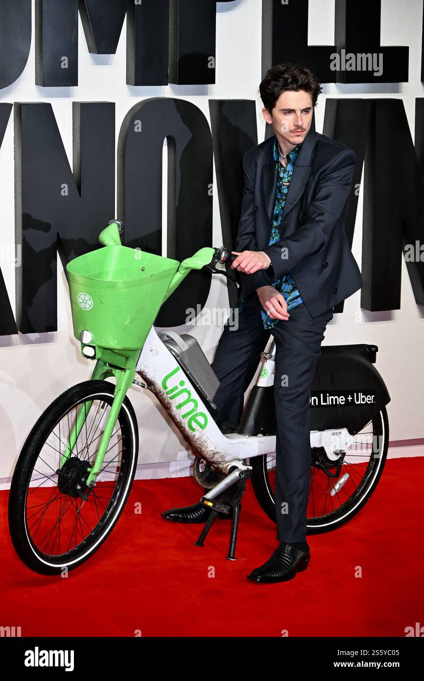 Timothee Chalamet arrived on a Lime Bike. A Complete Unknown UK Premiere, BFI Southbank, London ...