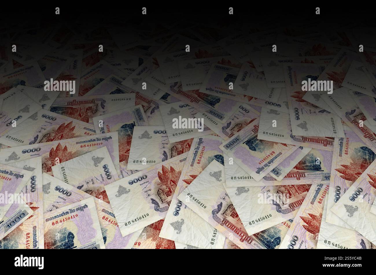 Pattern of 1000 Cambodian riels banknote is national currency of ...