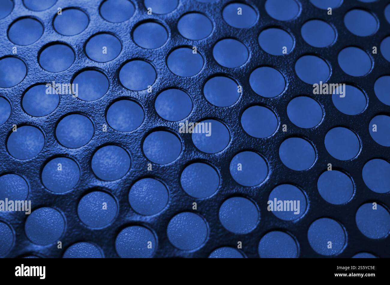 Black metal computer case panel mesh with holes on phantom classic blue ...