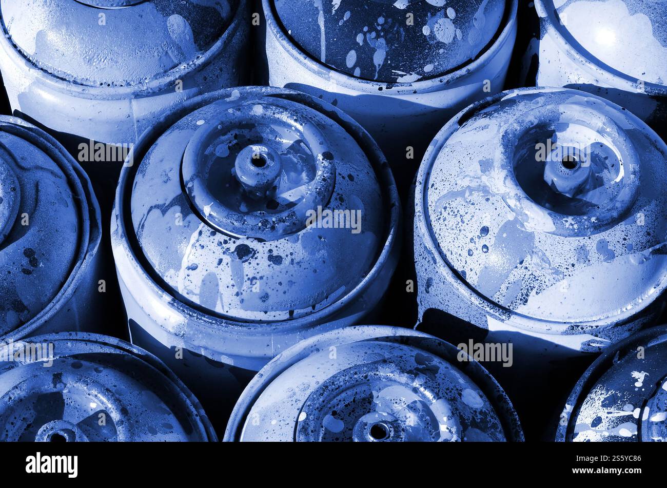 A lot of used phantom classic blue color metal tanks with paint for ...