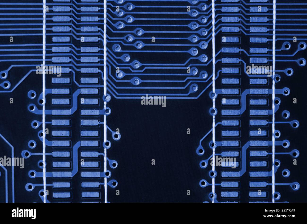 Close up of colored micro circuit board. Abstract technology background ...
