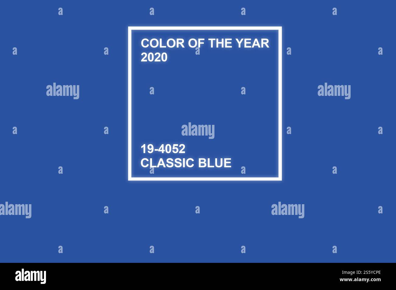 Phantom classic blue color sample with white frame and color index ...