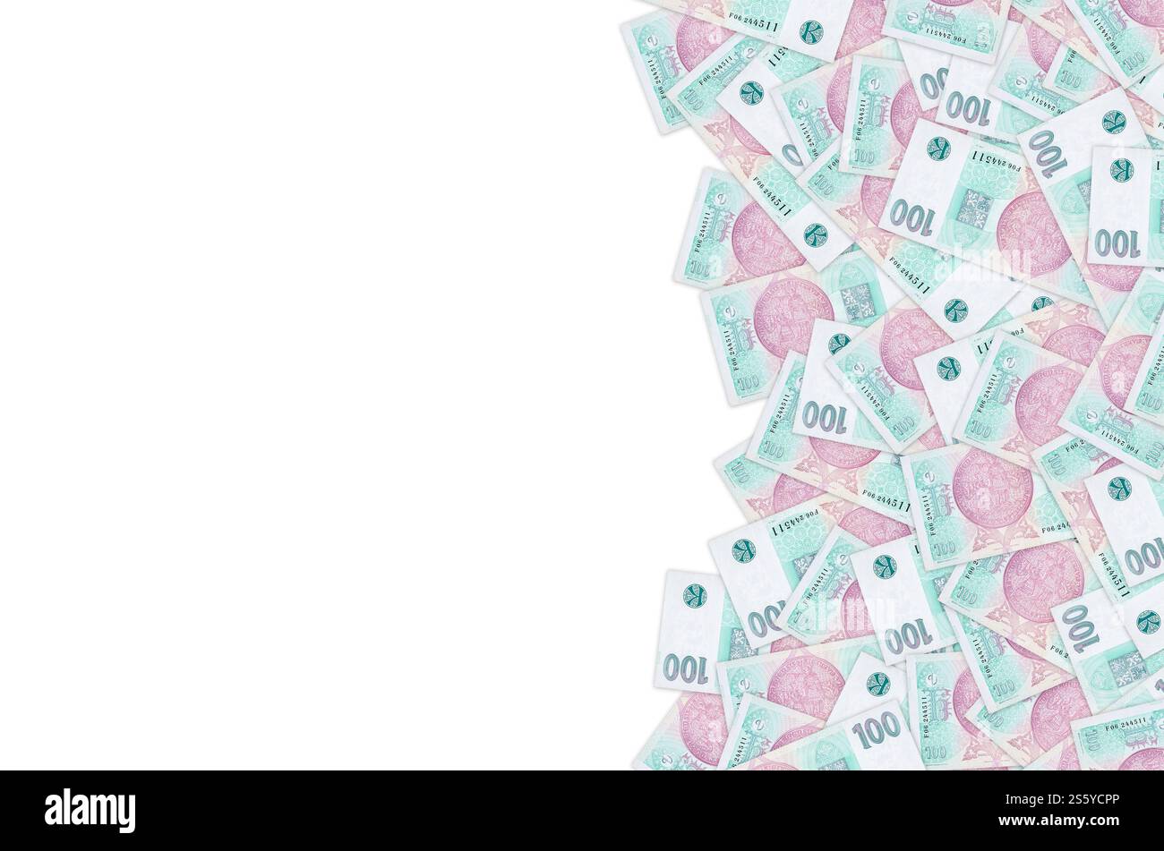 Czech Republic 100 Korun 1997 Bank Note close up bill pattern. One ...