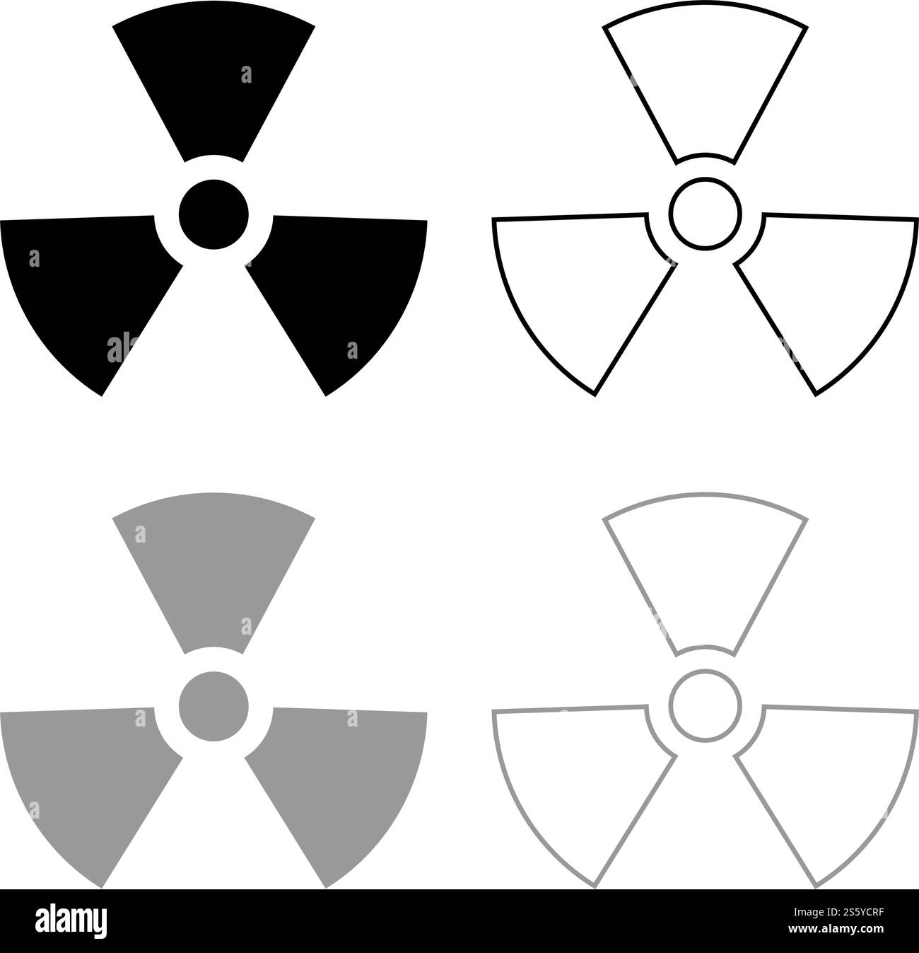 Radioactivity Symbol Nuclear sign icon outline set black grey color vector illustration flat ...