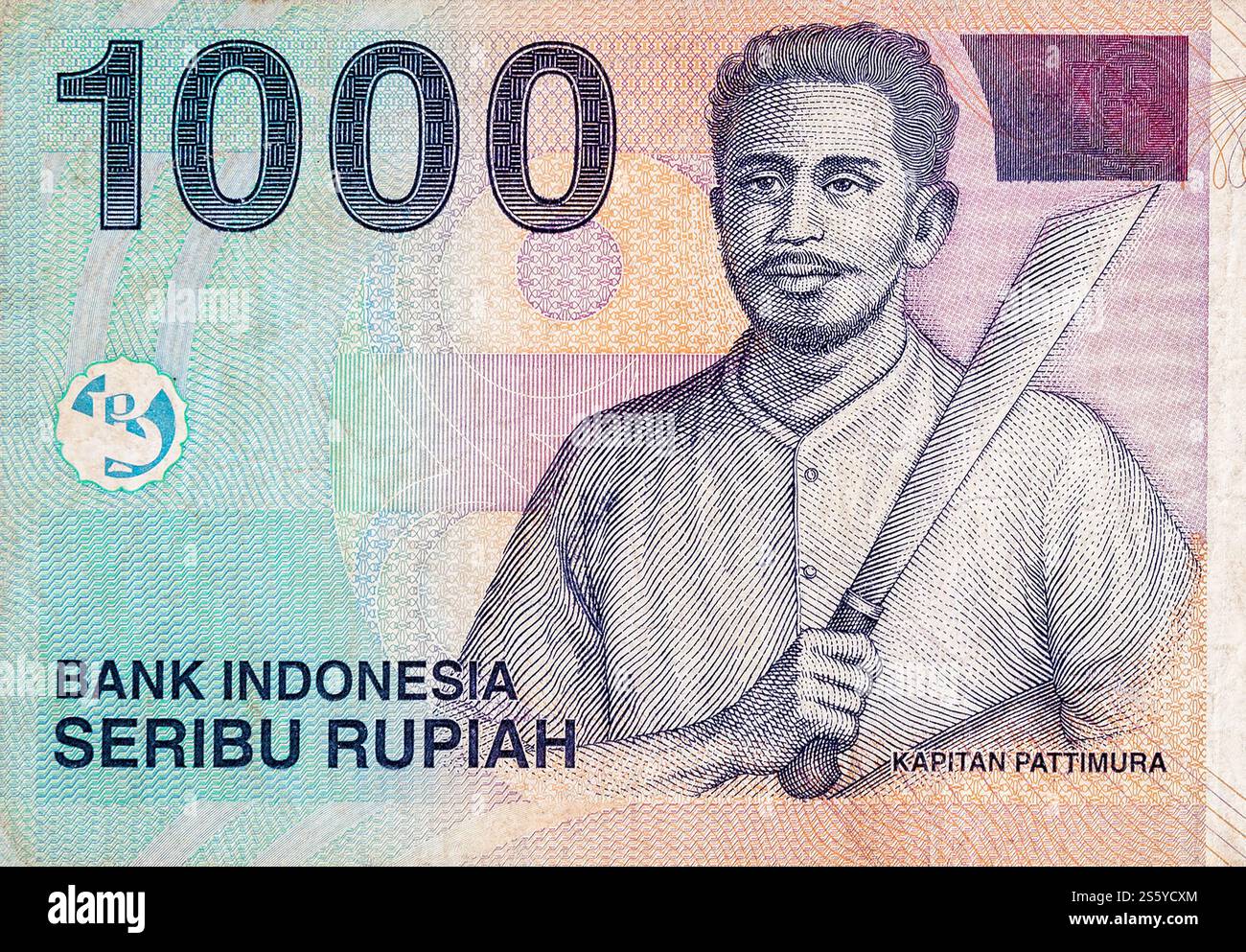 Kapitan Pattimura portrait on Indonesia 1000 rupiah bank note, former ...