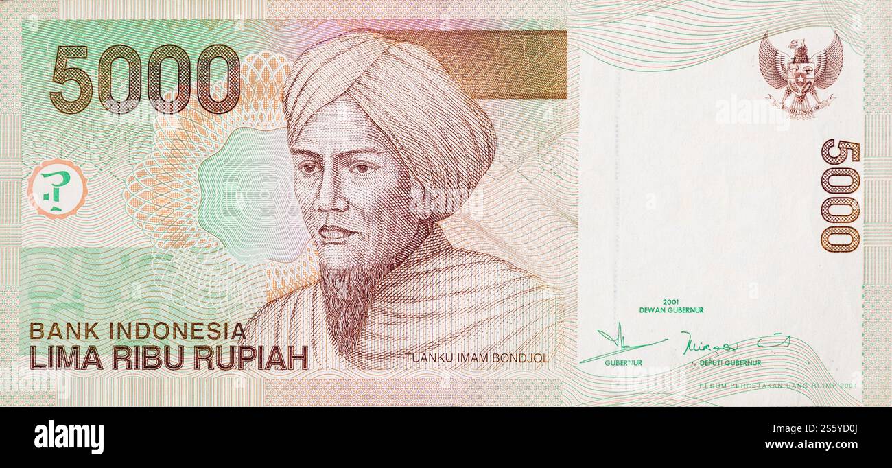 Portrait of Bondjol - Minangkabau religious leader on Indonesia 5000 ...