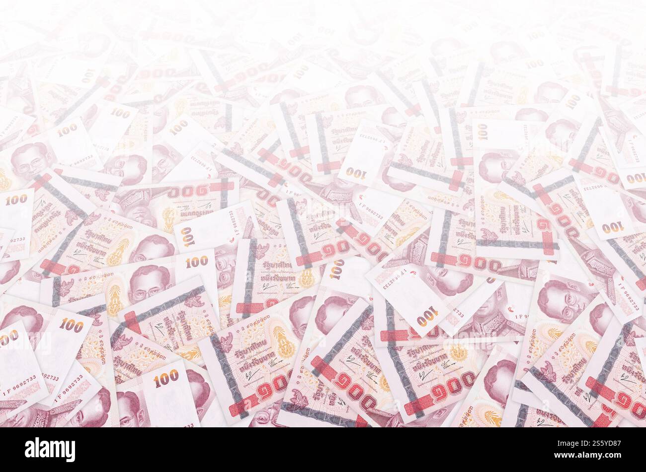 King Bhumibol Adulyadej on 100 Baht Thailand money bill close up. Bill ...