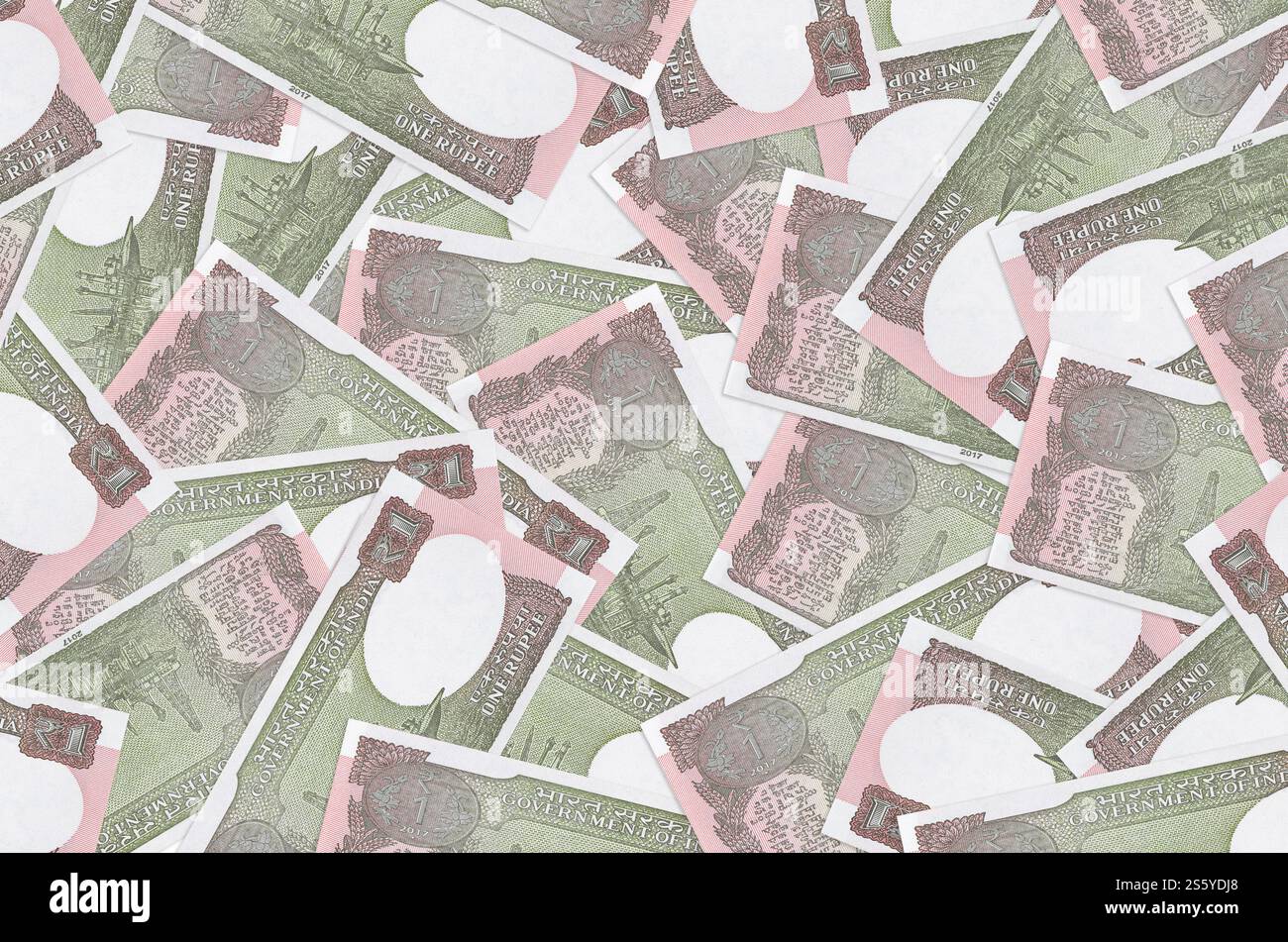 1 Indian rupee bills lies in big pile. Rich life conceptual background ...