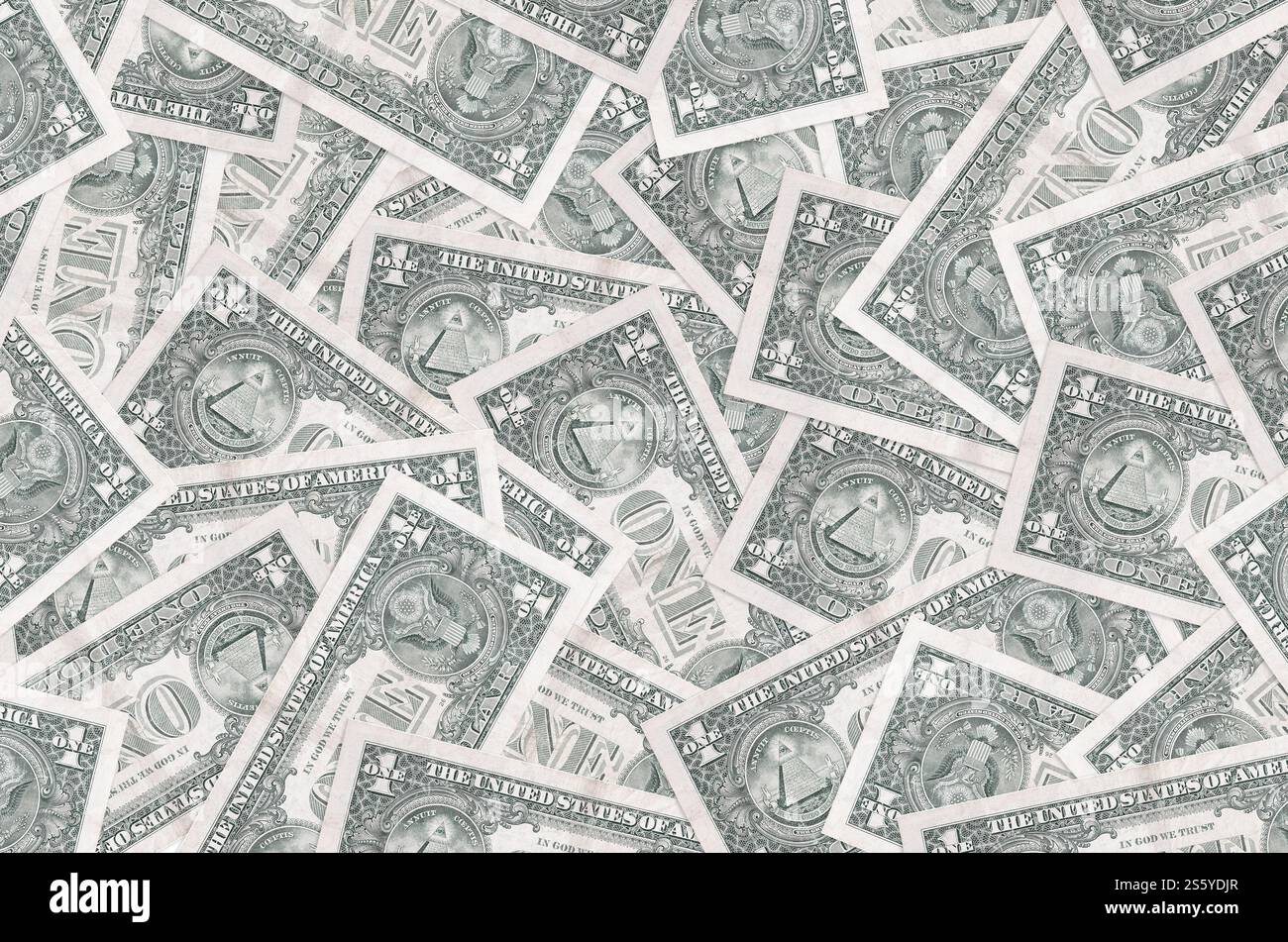 1 US dollar bills lies in big pile. Rich life conceptual background ...