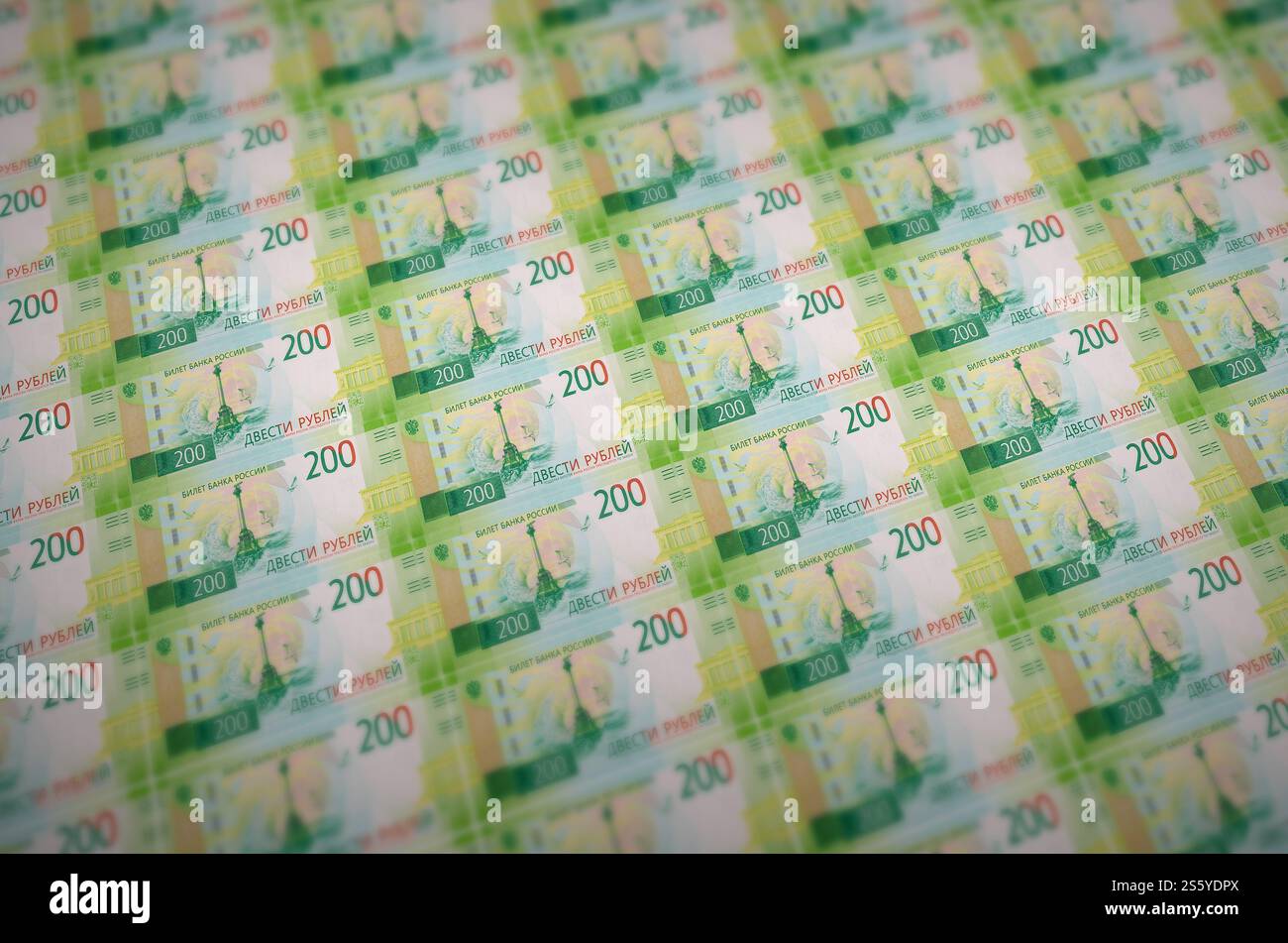 200 russian rubles bills printed in illegal money production conveyor ...