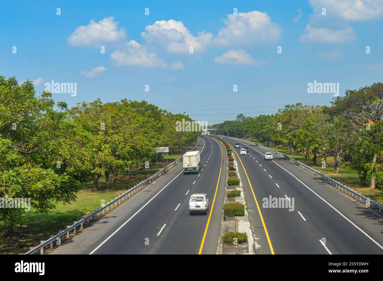 the atmosphere of toll roads in Indonesia when the traffic is smooth. a ...