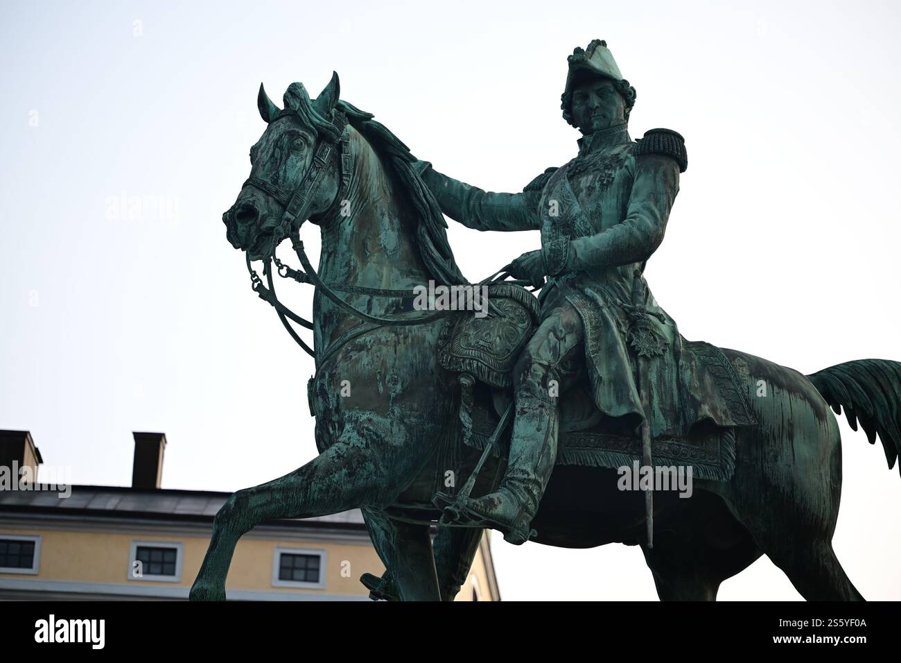 Stockholm, Uppland, Sweden. December 31 2024. Karl XIV Johan statue in ...