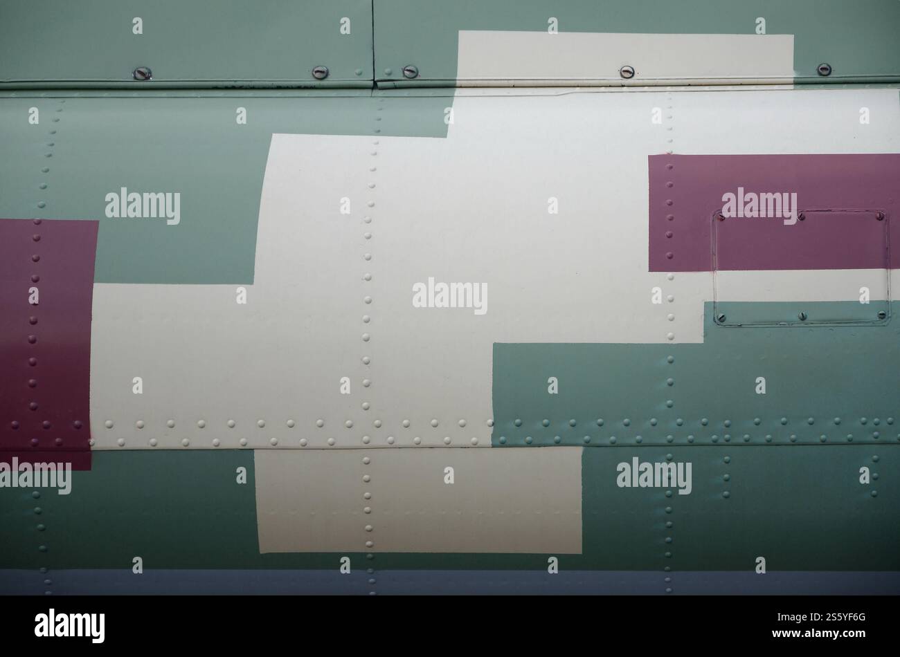 Side part texture of military helicopter painted in camouflage. Old ...