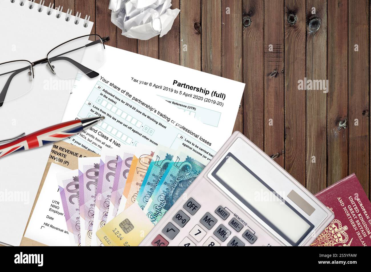 English Tax form sa104 Partnership from HM revenue and customs lies on ...