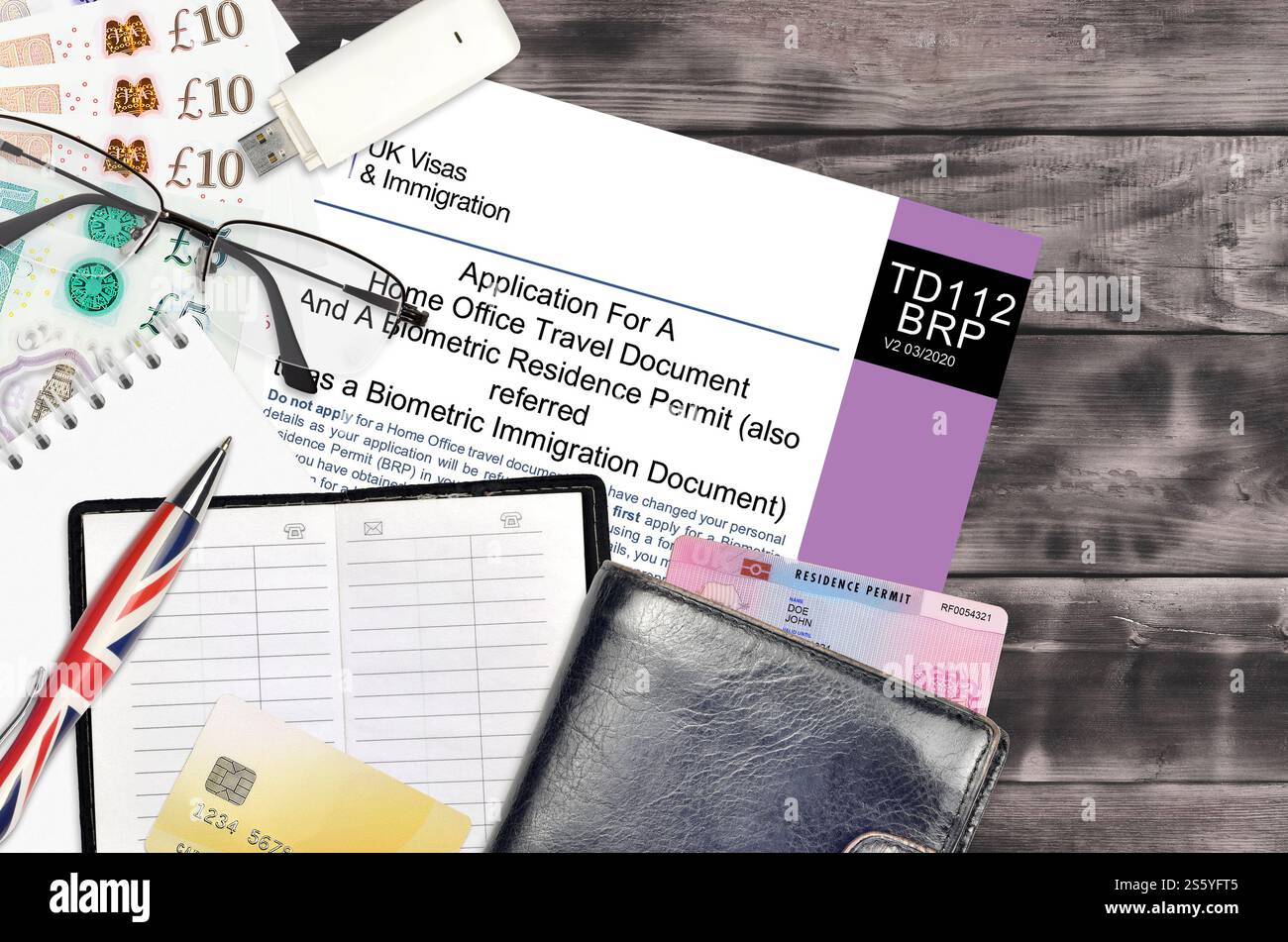 English form TD112 Application for a home office travel document and a ...