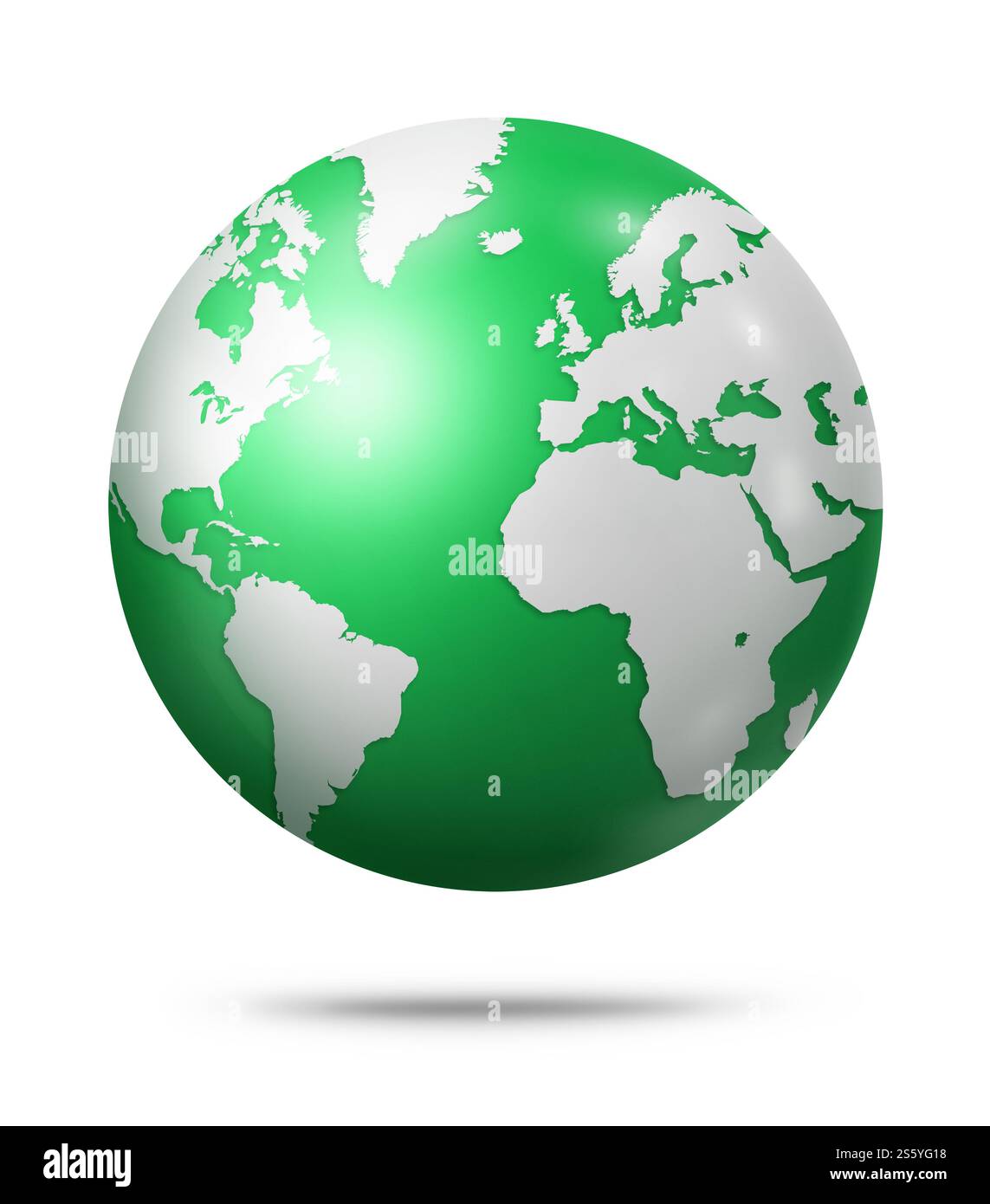 Green earth globe isolated on white background. 3D illustration. Green ...