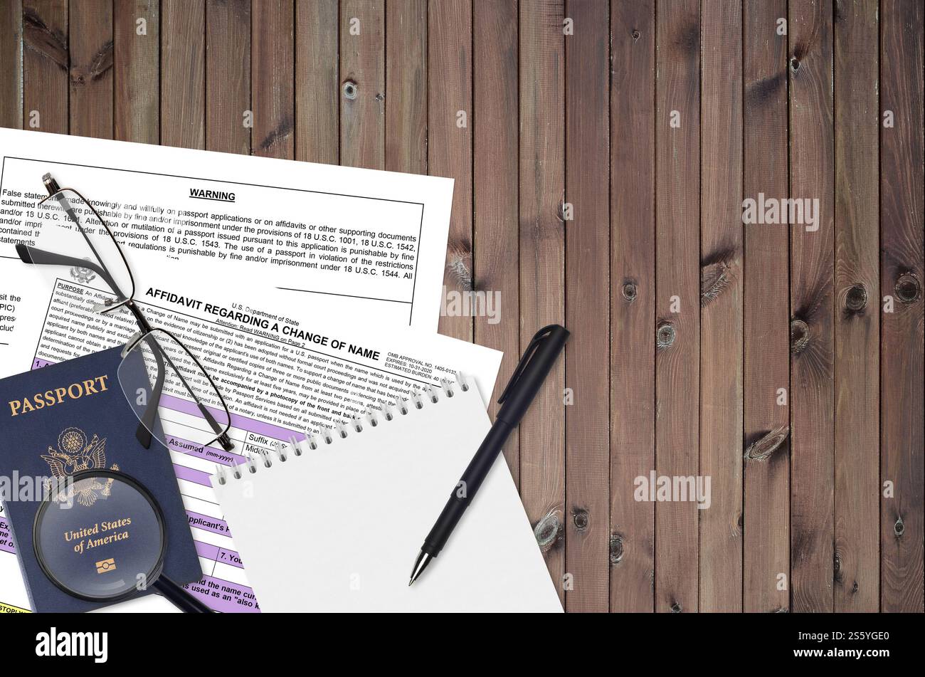 Department of State form DS60 Affidavit Regarding a change of name lies ...