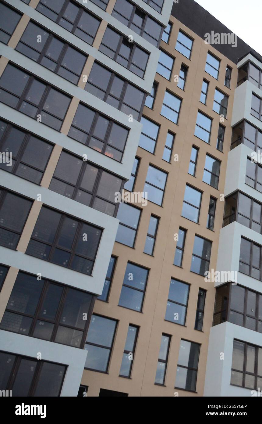 New multy storey residential building on the city street. Residential ...