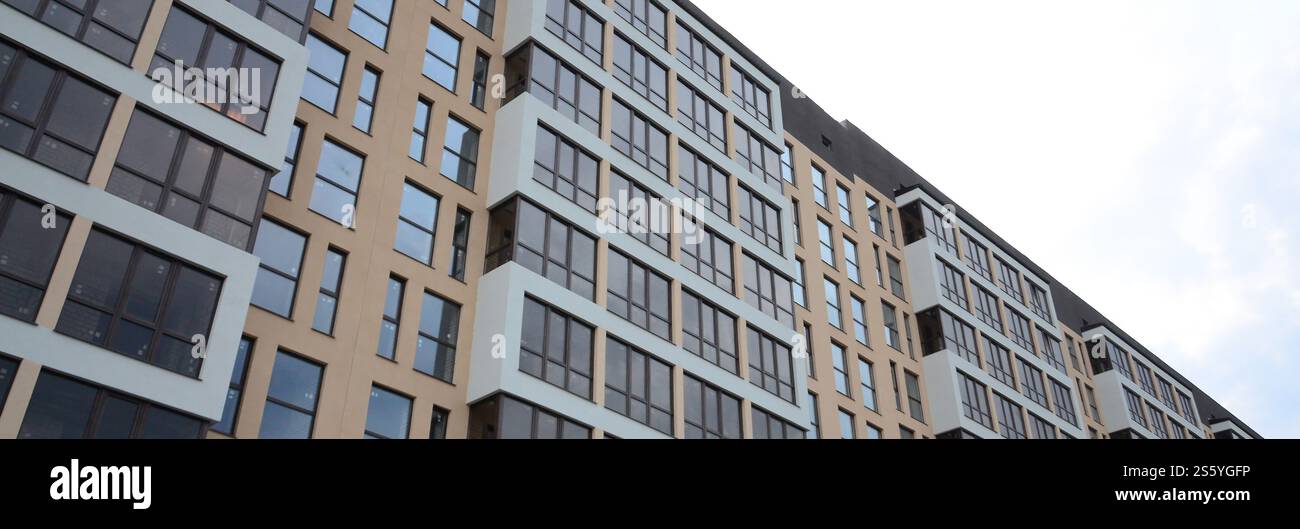 New multy storey residential building on the city street. Residential ...