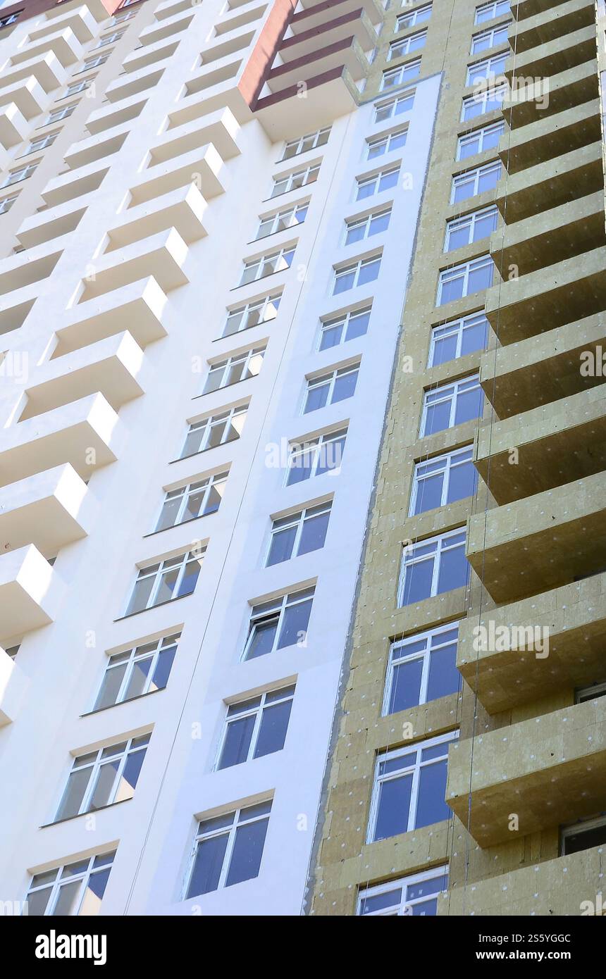 New city residential multi store apartement high building house facade ...