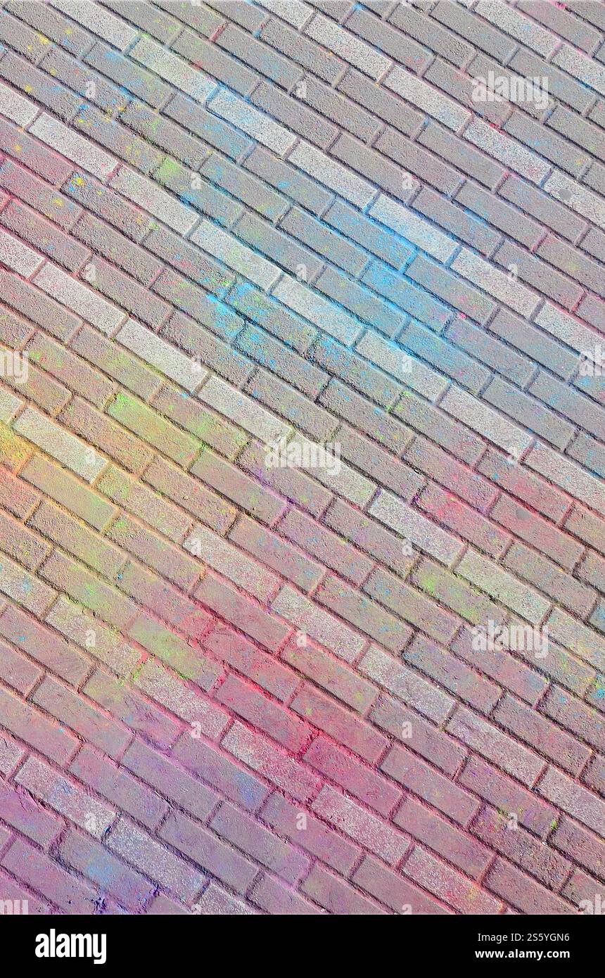 Multi colored earth, paving slabs, powder coated with dry colors at the ...