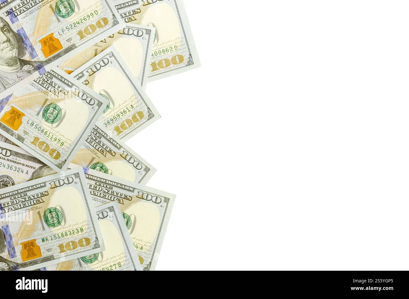 A border of American money isolated on white with copy space. Money ...