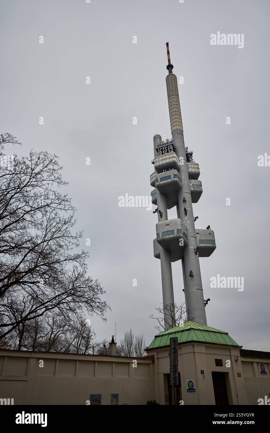 Zizkov television and observation tower in Zizkov District in Prague ...