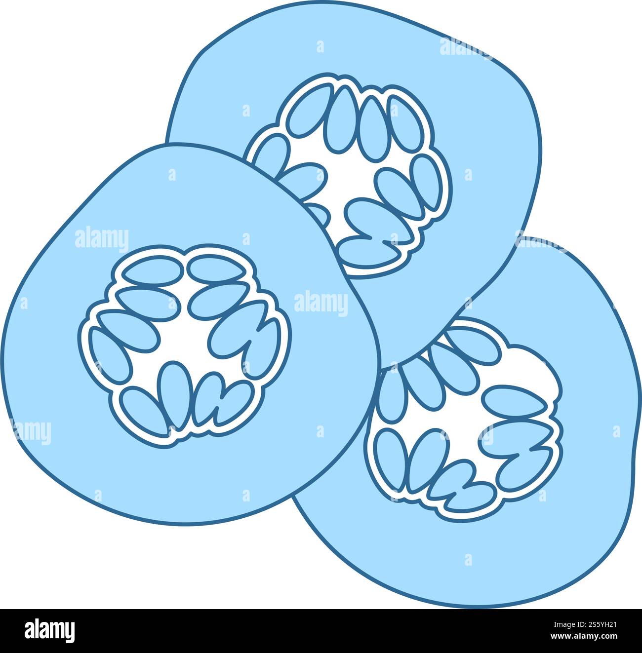 Cucumber Slices For SPA Icon. Thin Line With Blue Fill Design. Vector ...