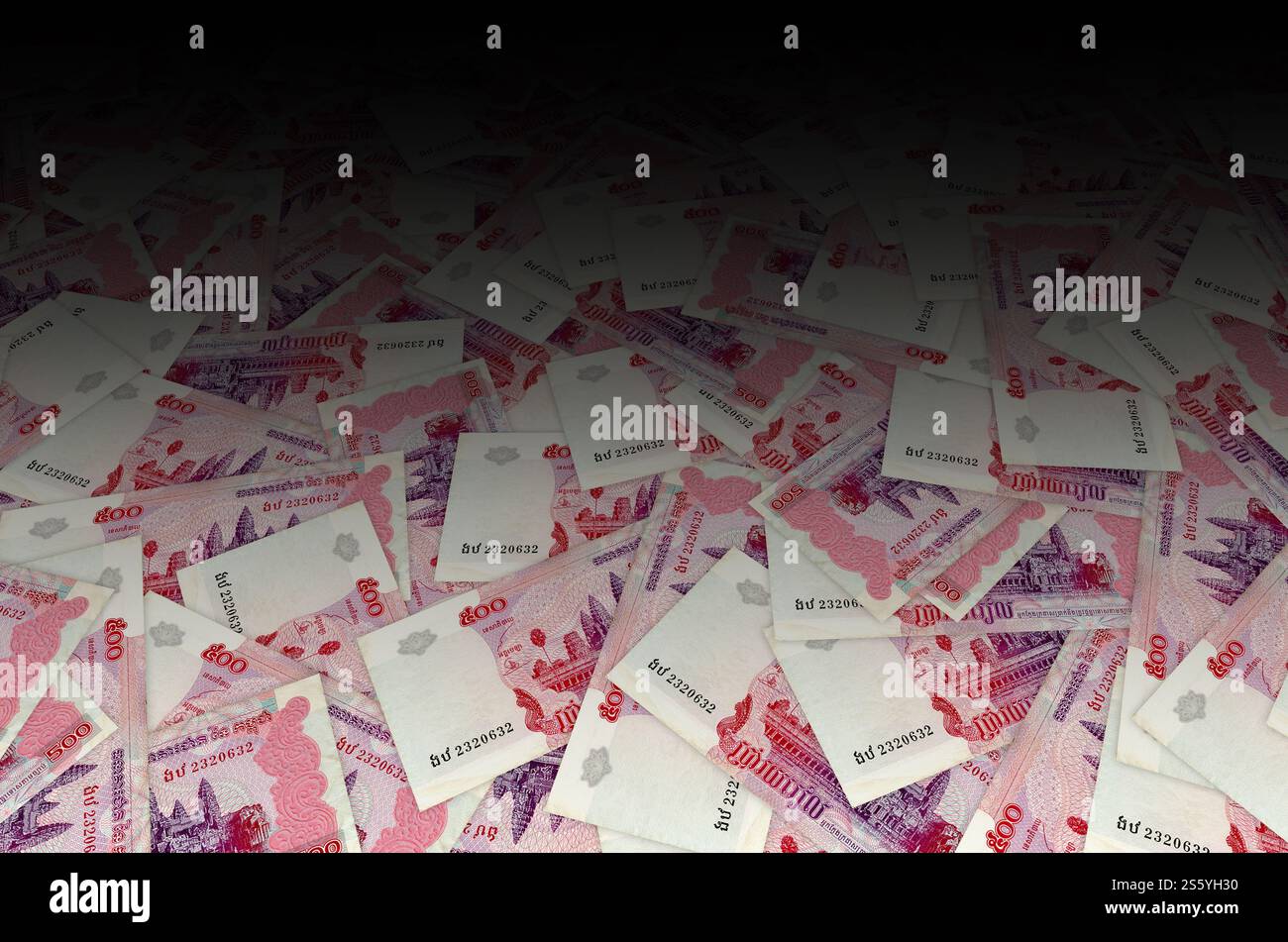 Pattern of 500 Cambodian riels banknote is national currency of ...