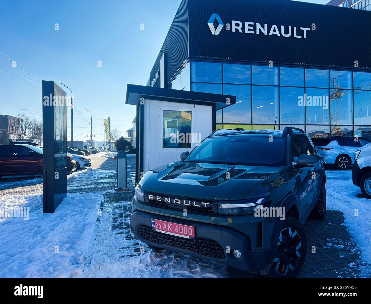 Kyiv, Ukraine - January 14, 2025: Exterior view of a Renault dealership ...
