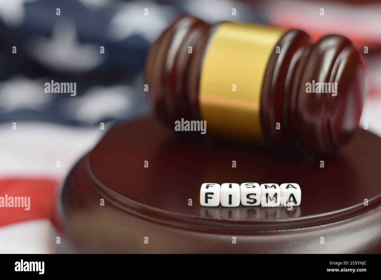 Justice mallet and FISMA acronym close up. Federal information security ...