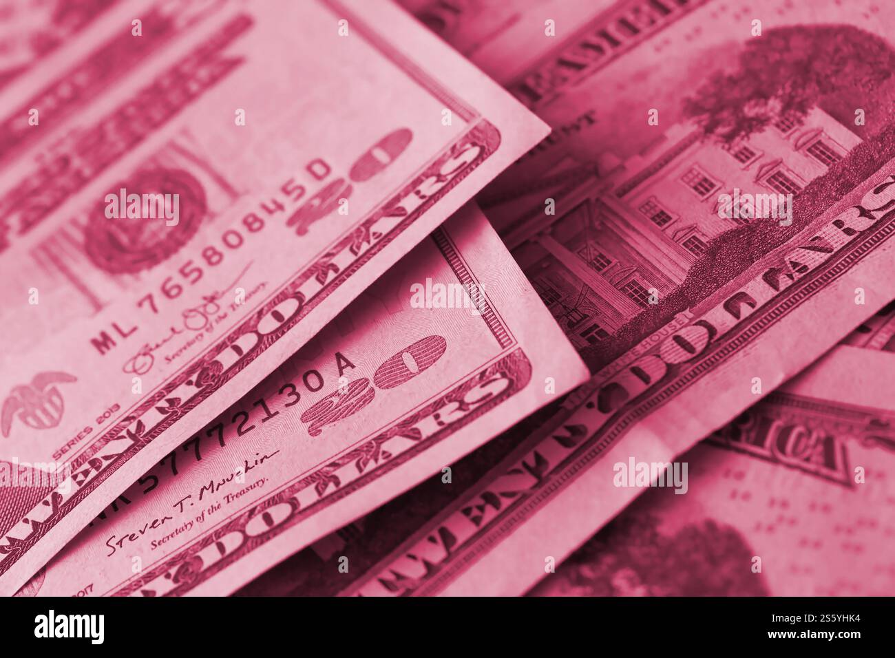 Big amount of old 20 dollar bills details on macro photography. Money ...