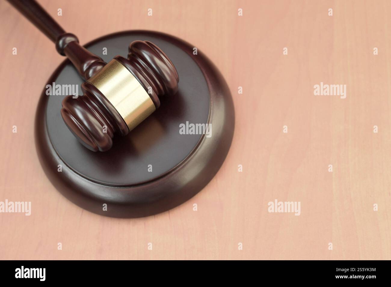 Justice mallet on wooden desk in a courtroom during a judicial trial ...