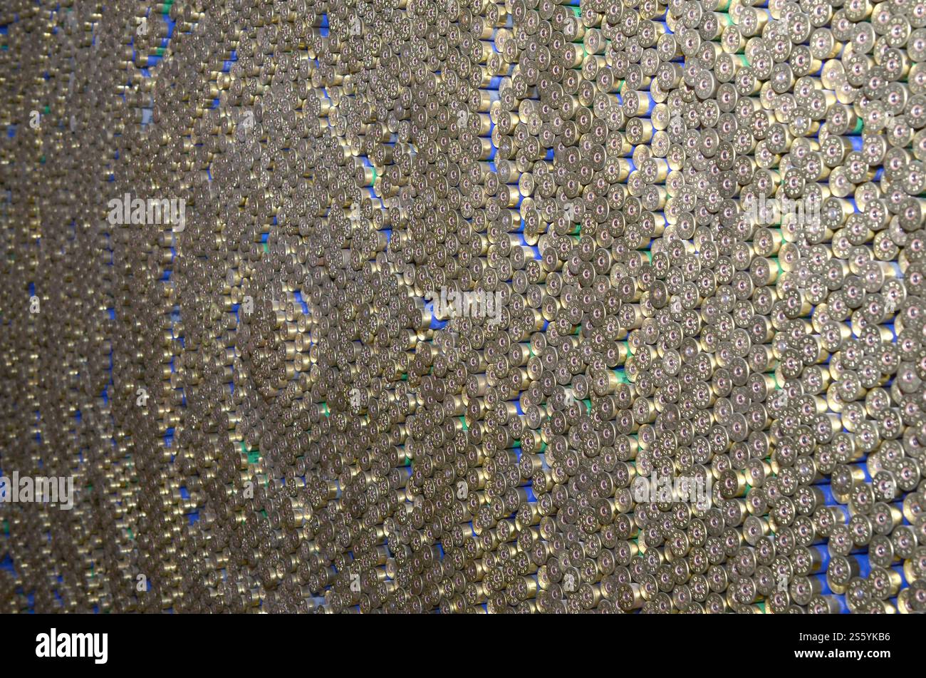 Pattern of 12 gauge cartridges for shotgun bullets. Shells for hunting ...