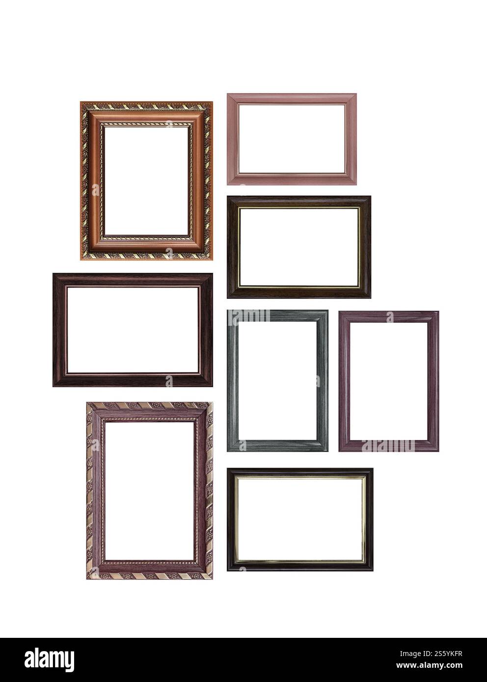 Set of empty picture frames with free space inside, isolated on white ...