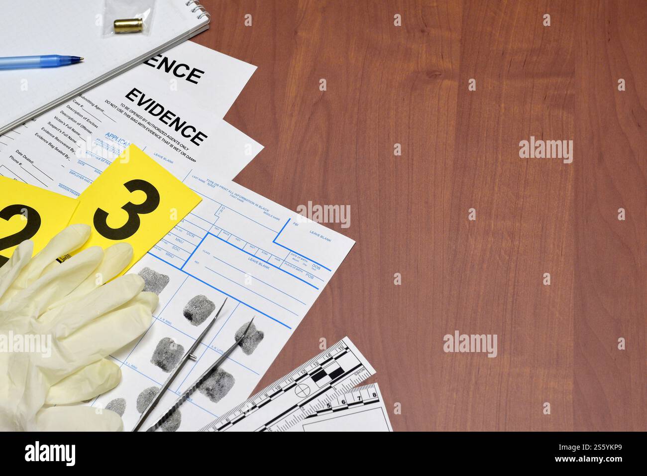 Paperwork during crime scene investigation process in csi laboratory ...