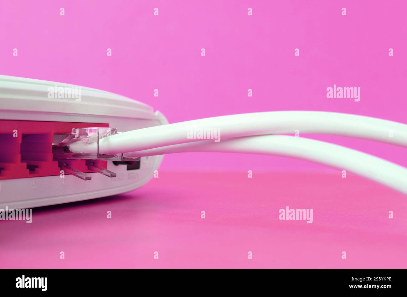 The Internet cable plugs are connected to the Internet router, which ...