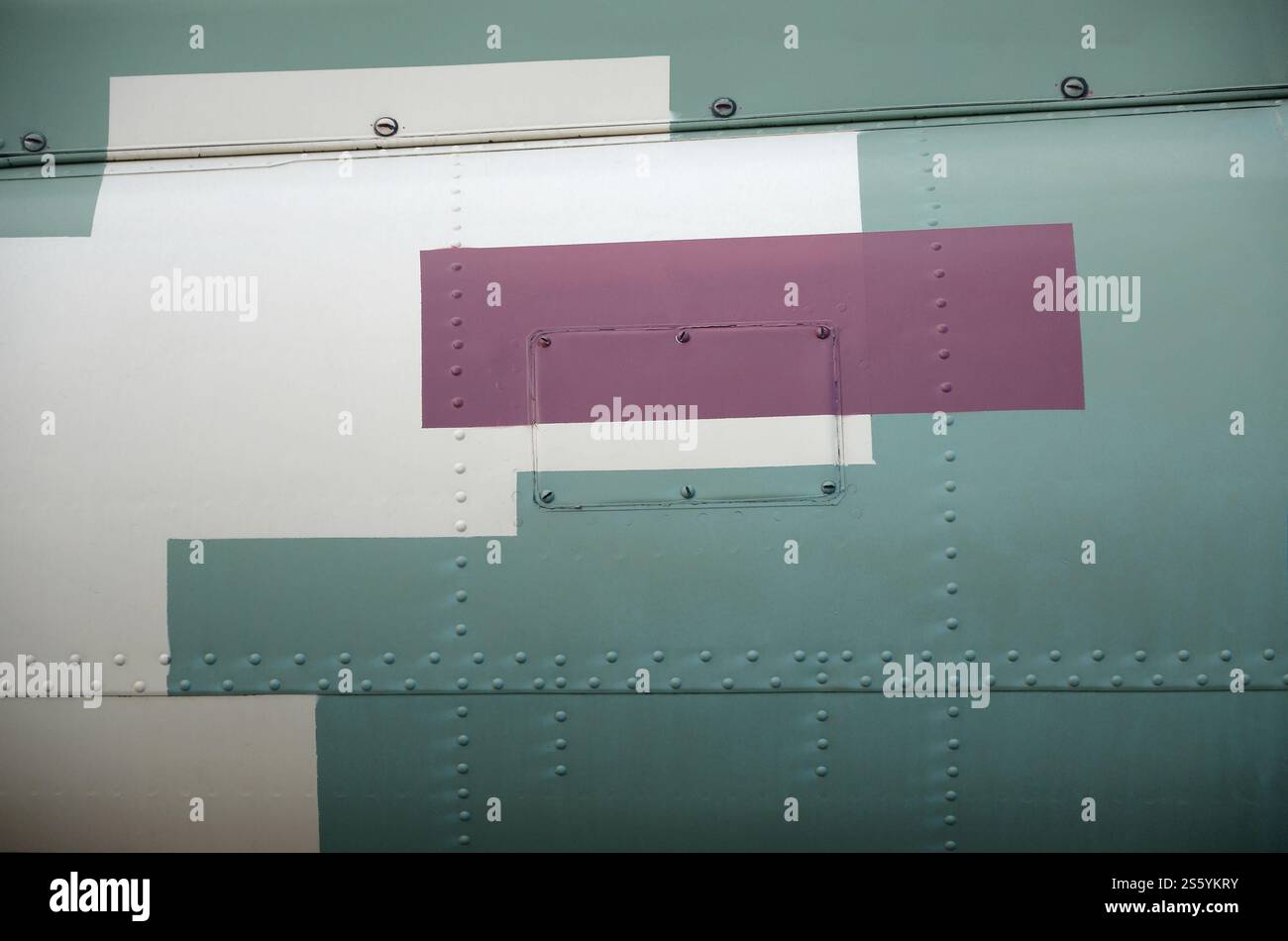 Side part texture of military helicopter painted in camouflage. Old ...